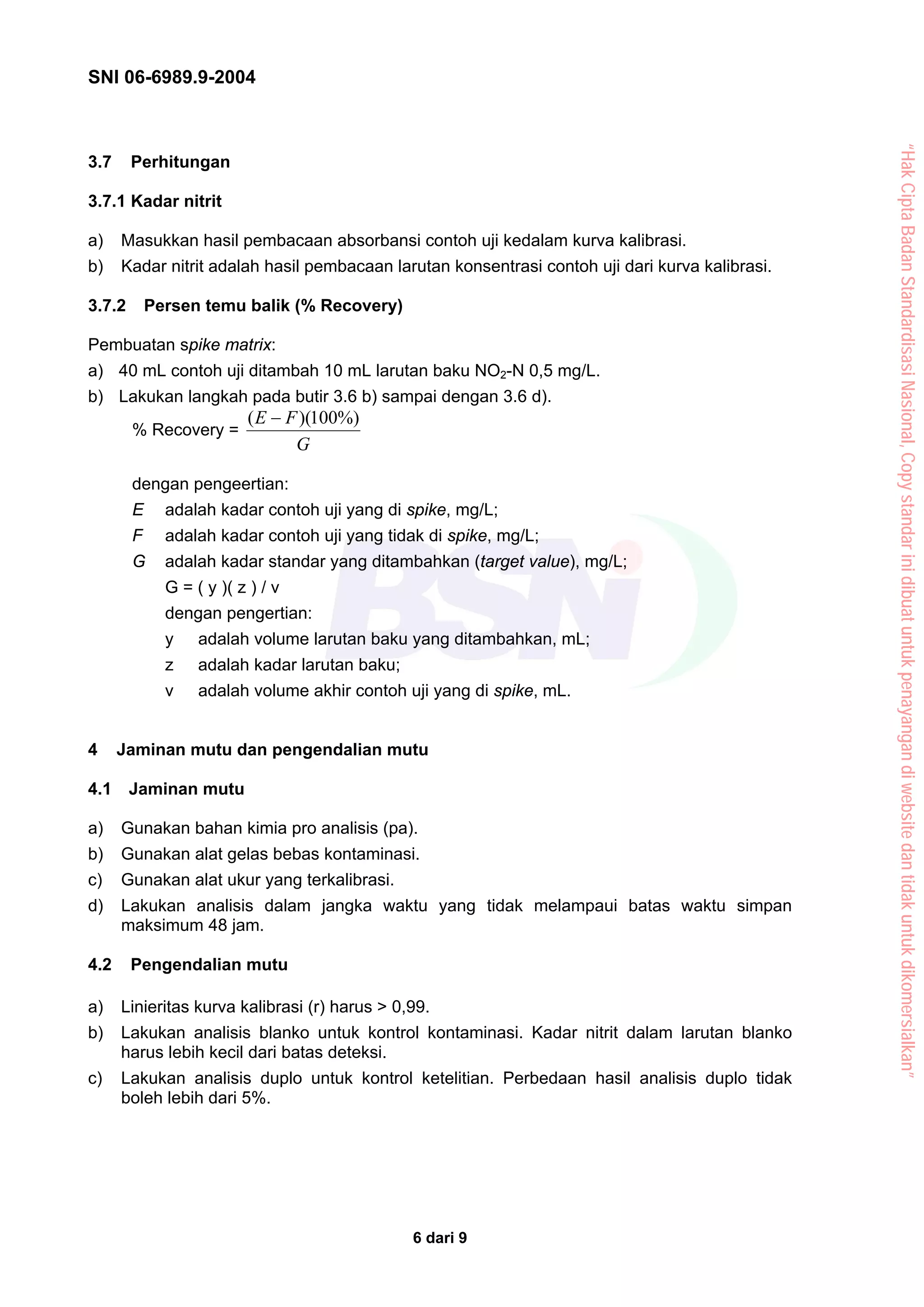 Cara Uji Nitrit (NO2 N) secara Spektrofotometri | PDF