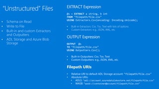 U-SQL Reading & Writing Files (SQLBits 2016) | PPT