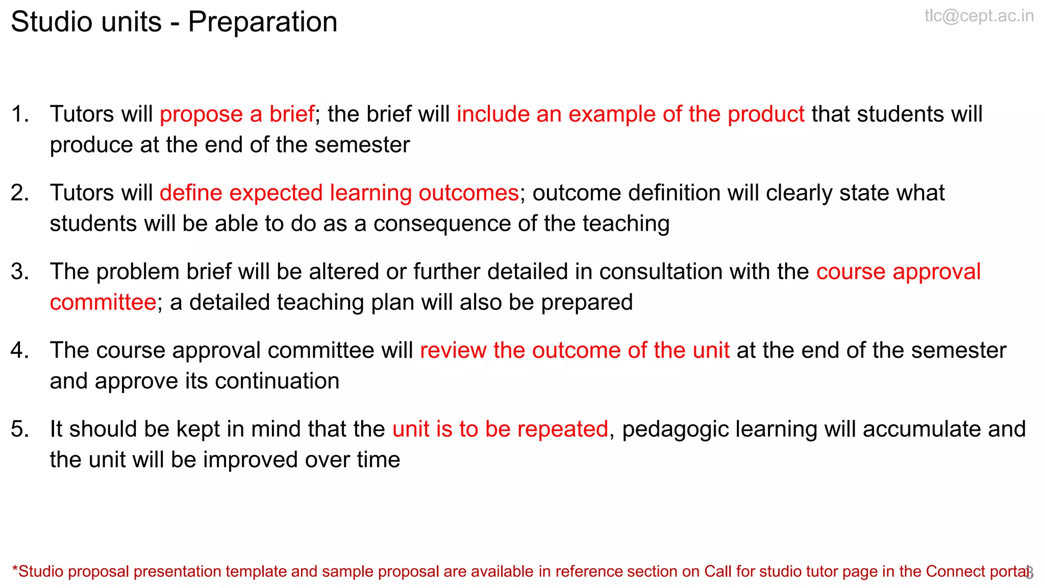 Studio Unit Framework & Preparation | PPT