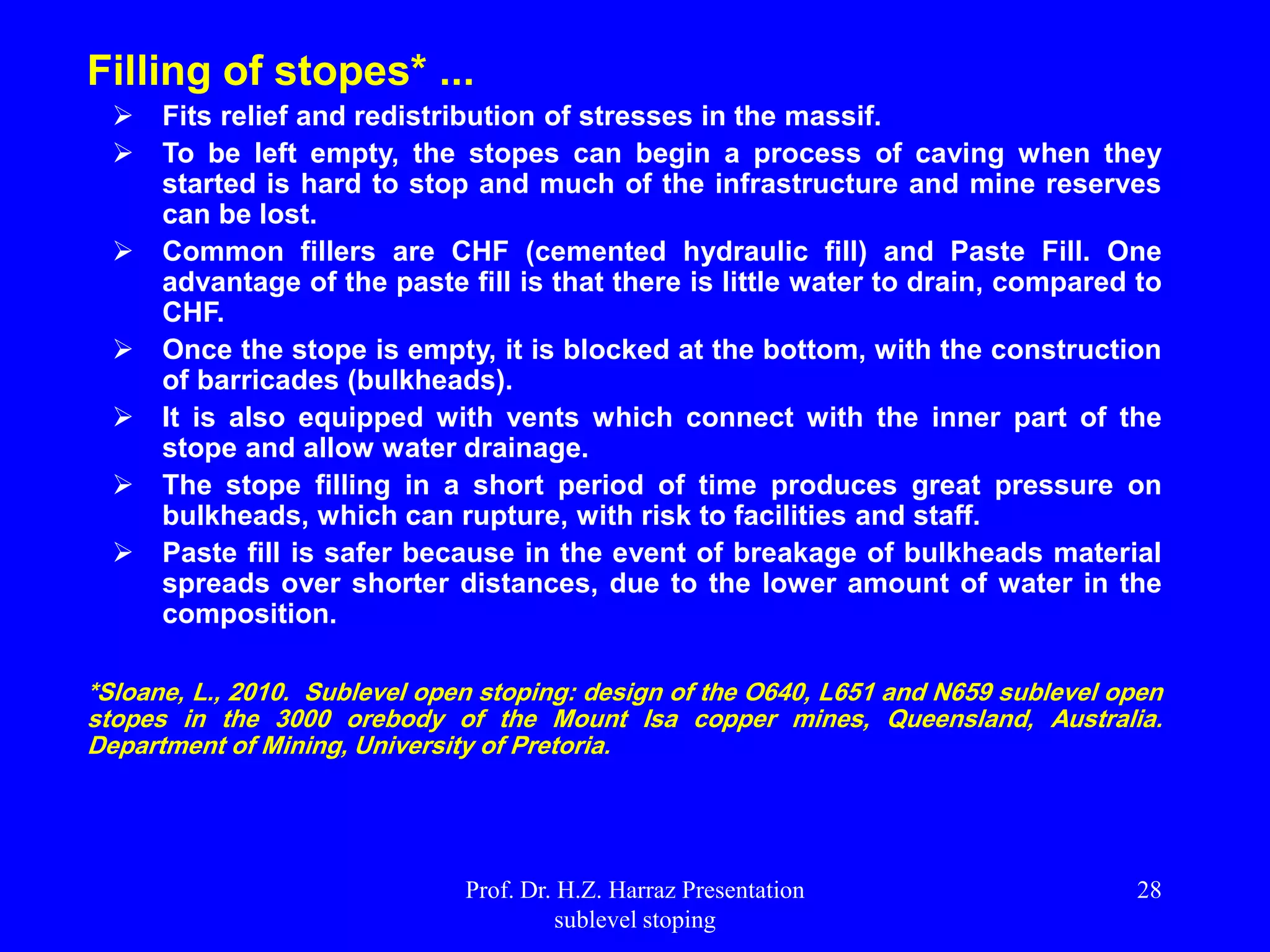Sublevel stoping..Underground mining methods | PDF