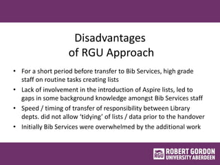 Reading Lists and Digitised Content at RGU: experiences and ...