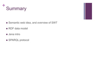 SWT Lecture Session 4 - SW architectures and SPARQL | PPTX