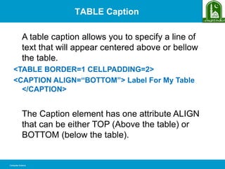 4-Tables in HTMLhtml tavle table in the html | PPT