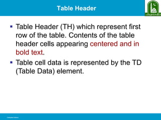 4-Tables in HTMLhtml tavle table in the html | PPT