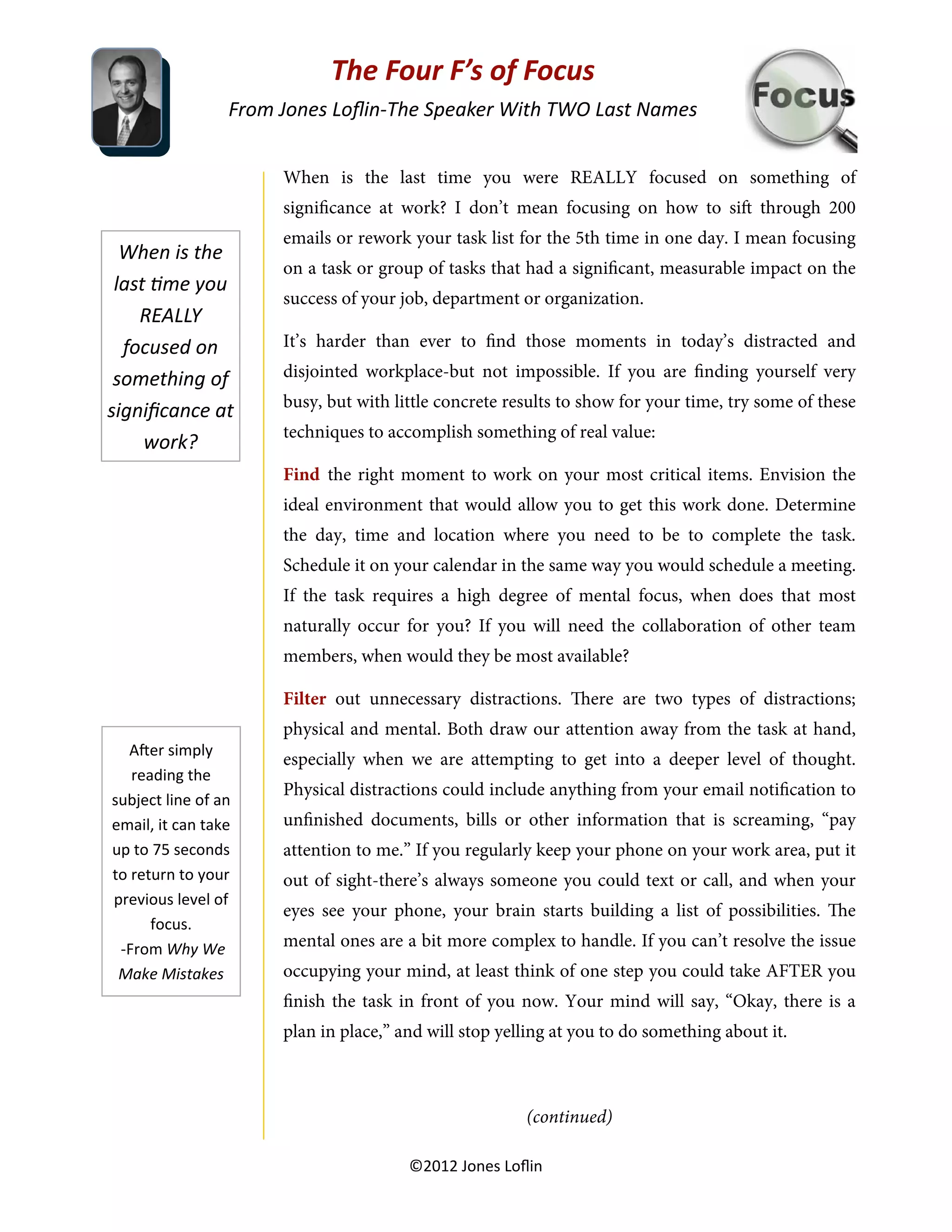 4 the four fs of focus by jones loflin | PDF