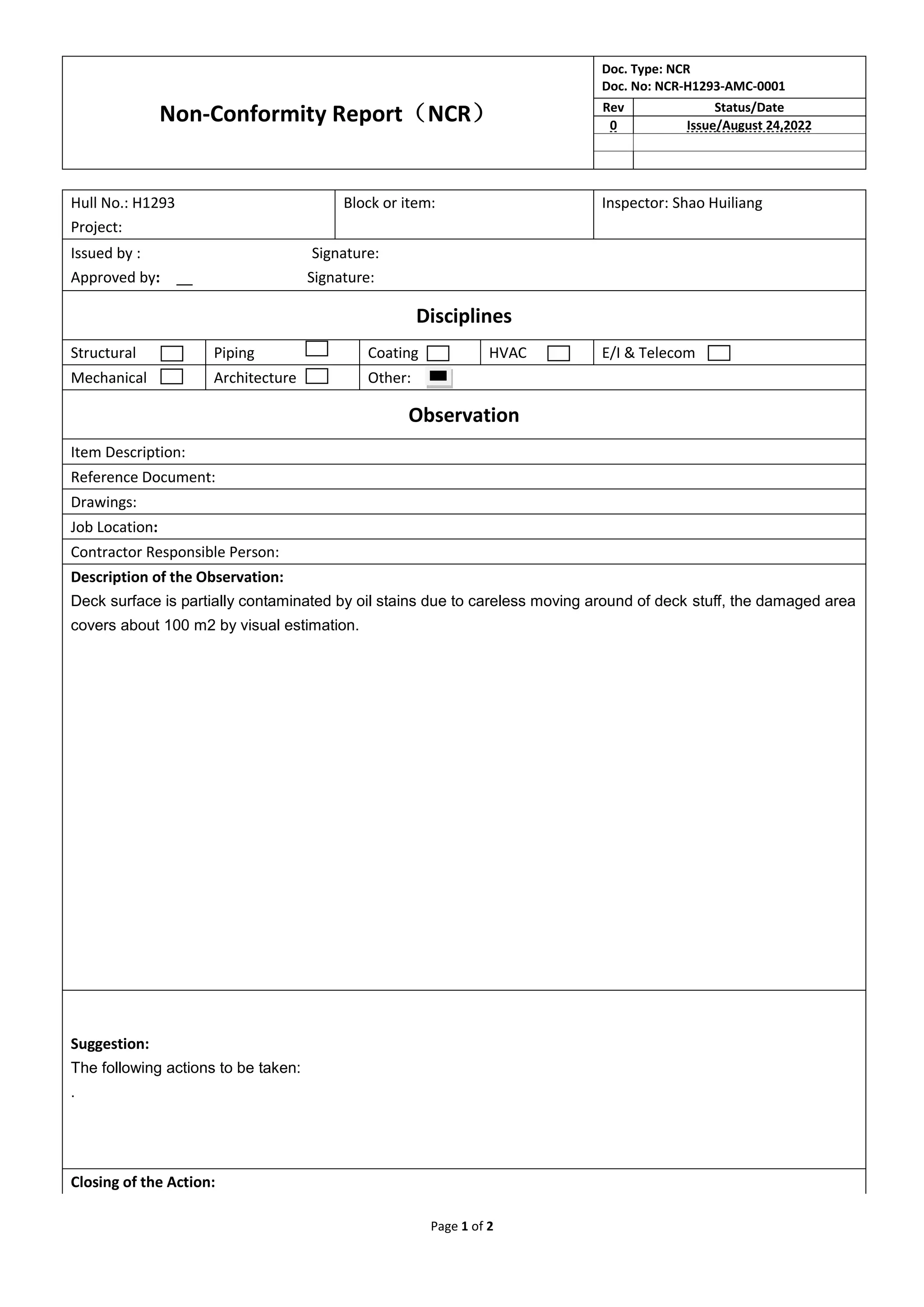 4- The NCR action and complete form.doc