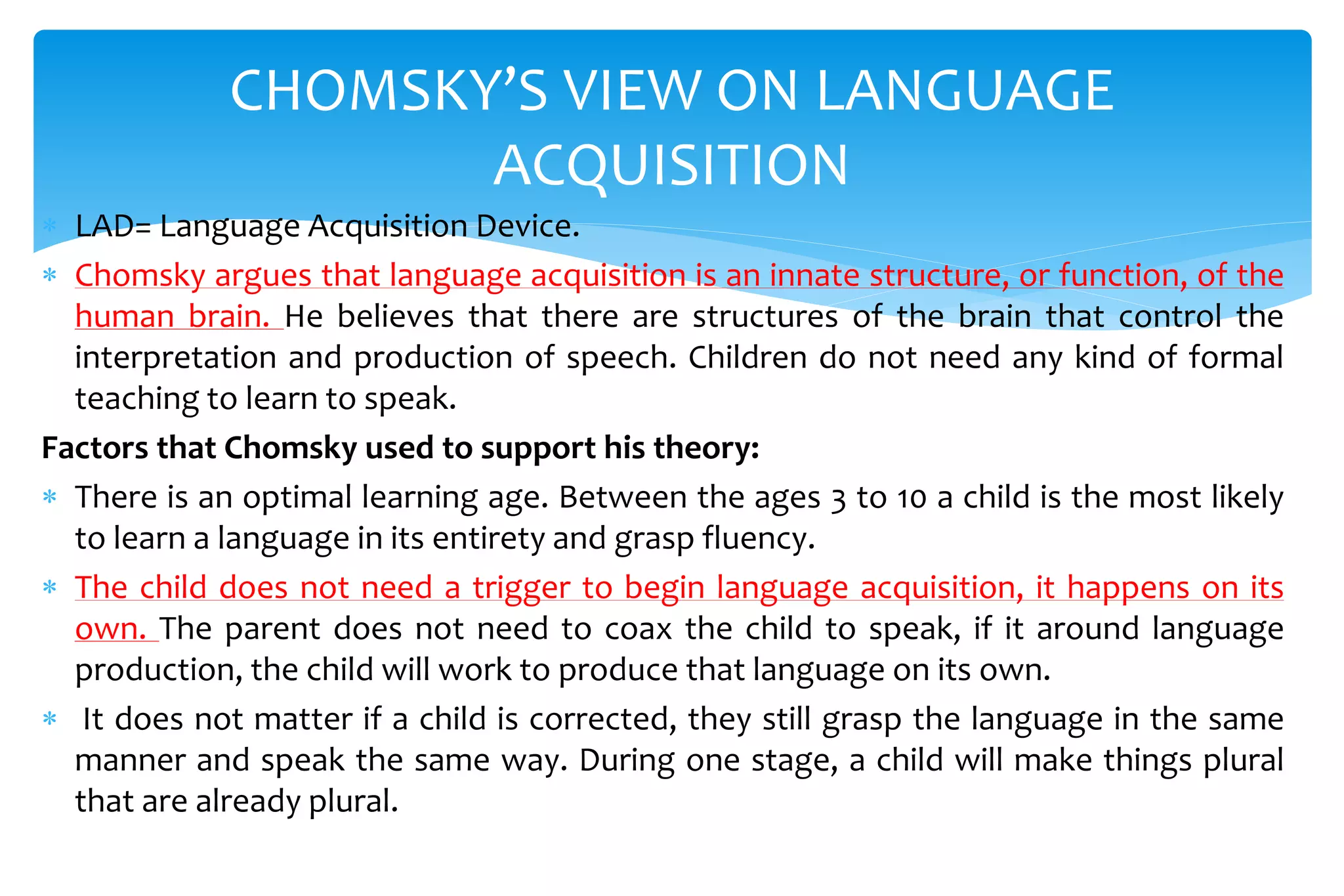 Theories of language acquisition | PPTX