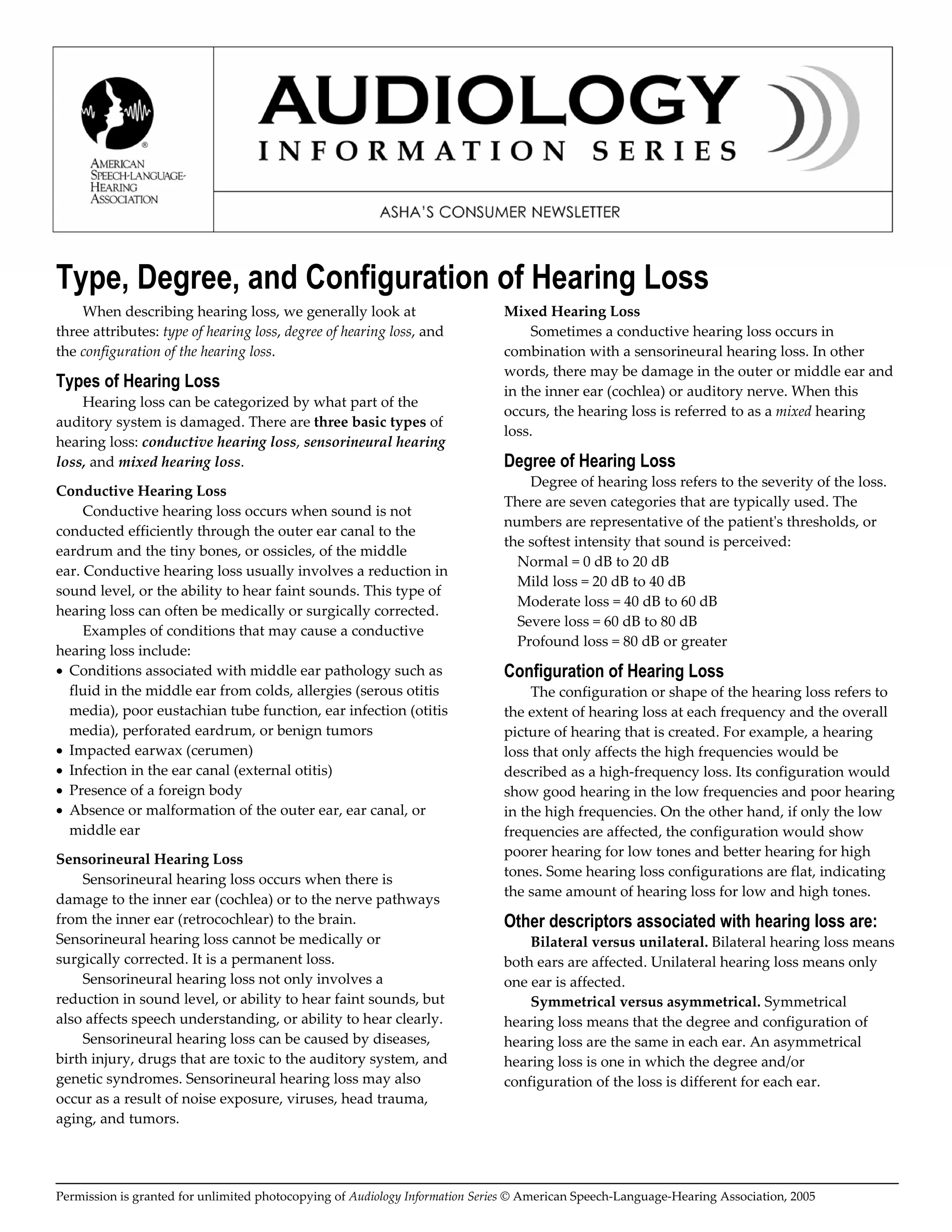 4.Type Degree Configuration Of Hearing Loss | PDF