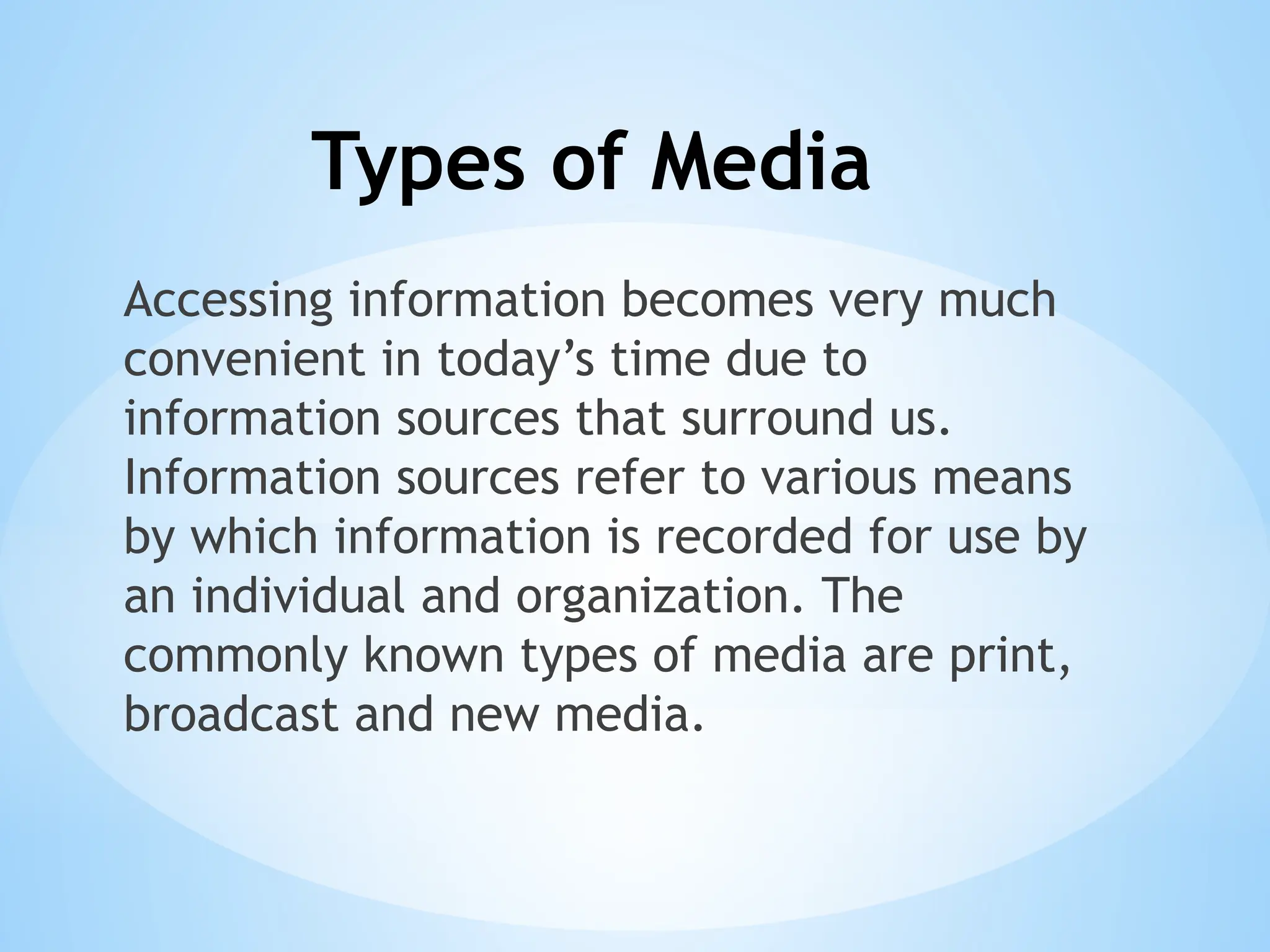 The types of media print, broadcast, new media | PPTX