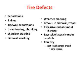4 tyre pressure and defects | PPTX
