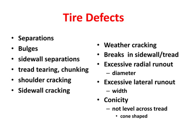 4 tyre pressure and defects | PPTX