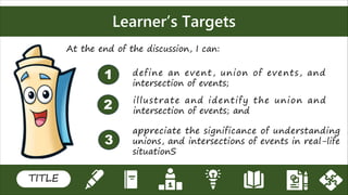 Union and Intersection of Events in Math | PPT