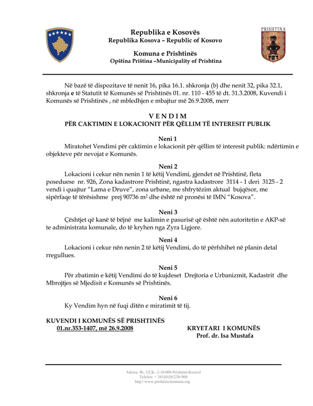 4 vendim-per-caktimin-e-lokacionit-per-qellim-te-interesit-publik | PDF