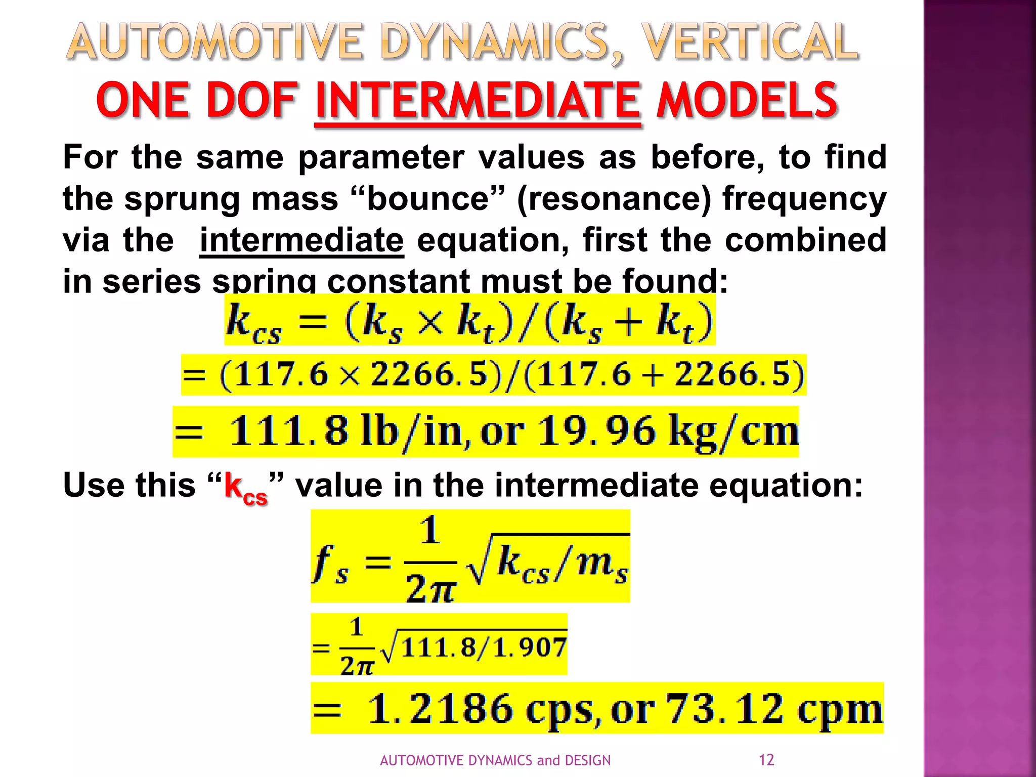 4- AUTOMOTIVE VERTICAL DYNAMICS (damping, shock, vibration, pitch ...