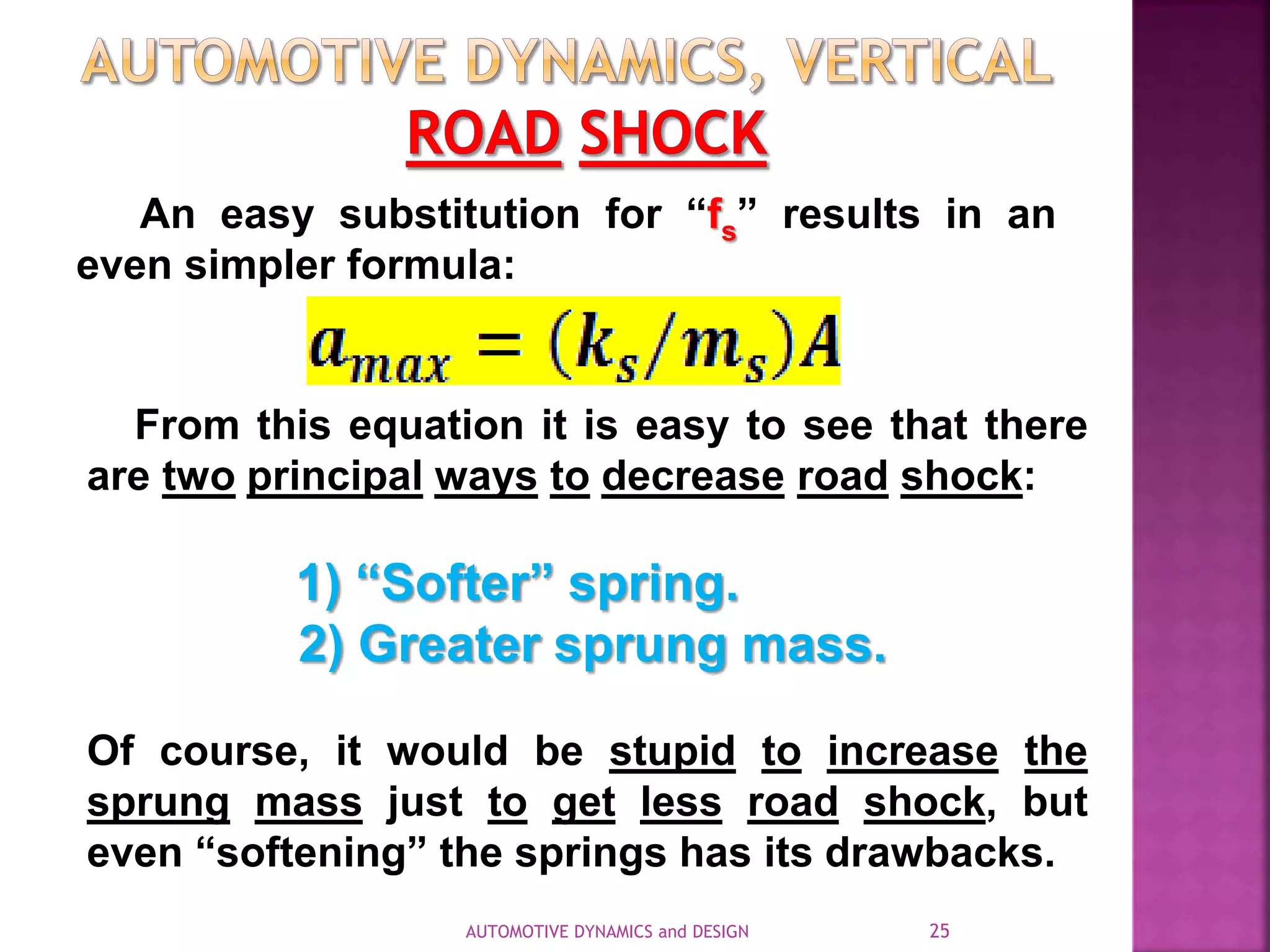 4- AUTOMOTIVE VERTICAL DYNAMICS (damping, shock, vibration, pitch ...