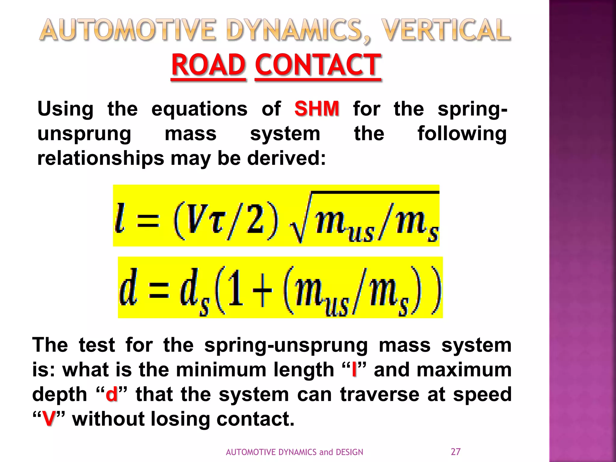 4- AUTOMOTIVE VERTICAL DYNAMICS (damping, shock, vibration, pitch ...