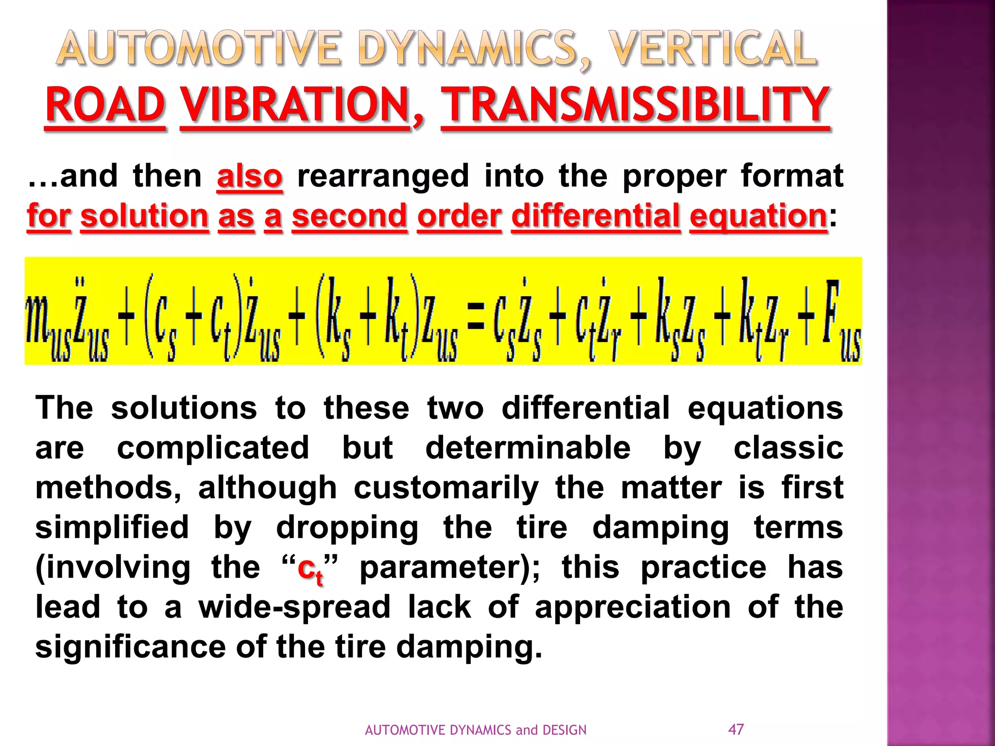 4- AUTOMOTIVE VERTICAL DYNAMICS (damping, shock, vibration, pitch ...