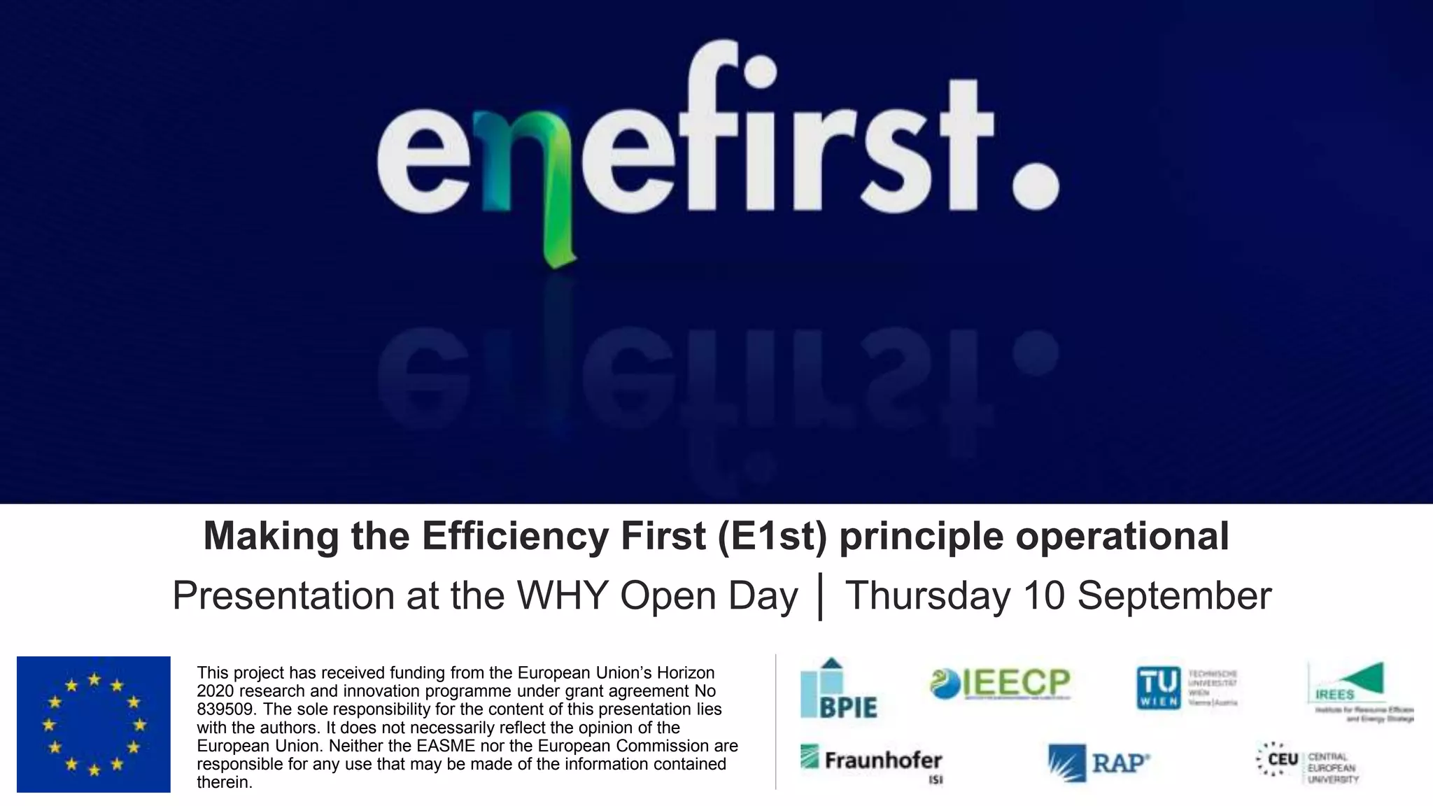 Enefirst: Making the Efficiency First (E1st) principle operational | PPT