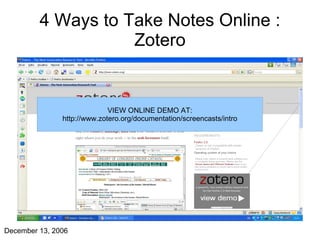4 ways to take notes online: Zotero | PPT