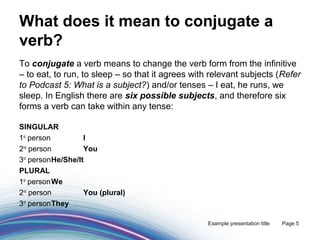 Foundations of Grammar 4: What is conjugation? | PPT