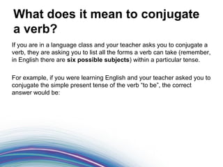 Foundations of Grammar 4: What is conjugation? | PPT