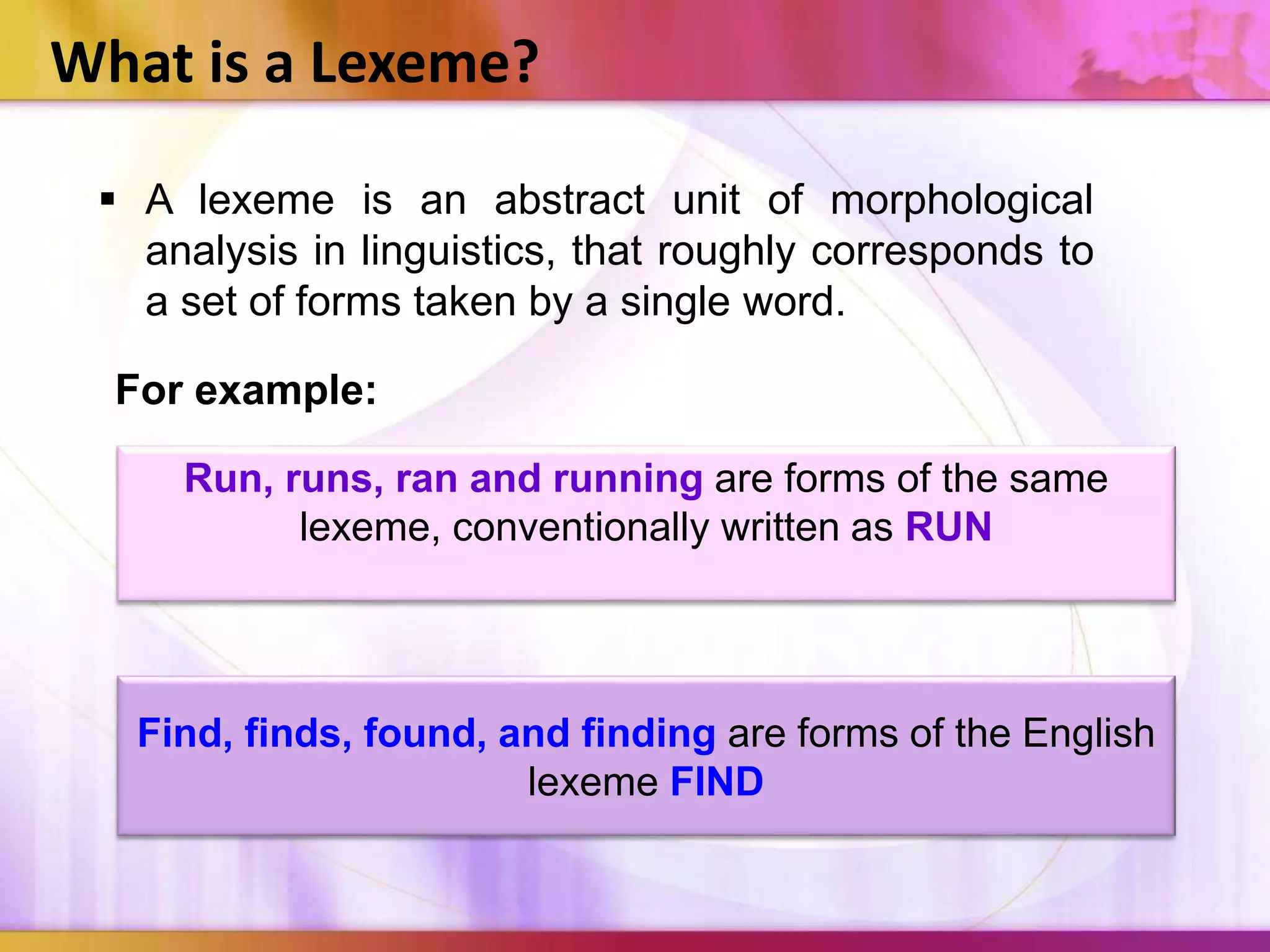 Words and lexemes | PPTX