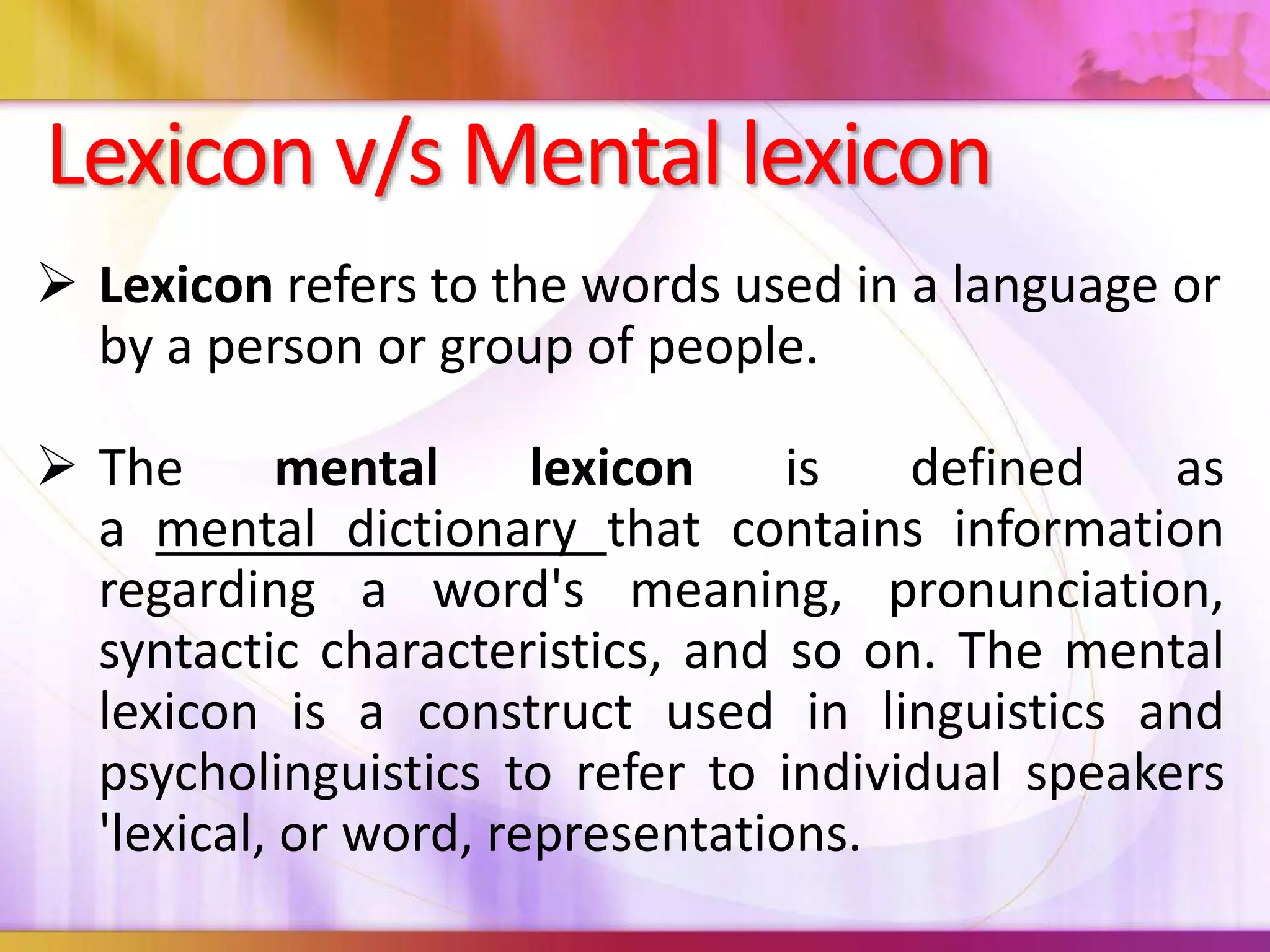 Words and lexemes | PPTX