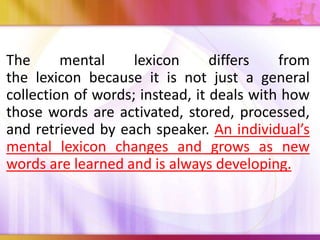 Words and lexemes | PPTX