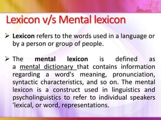 Words and lexemes | PPTX