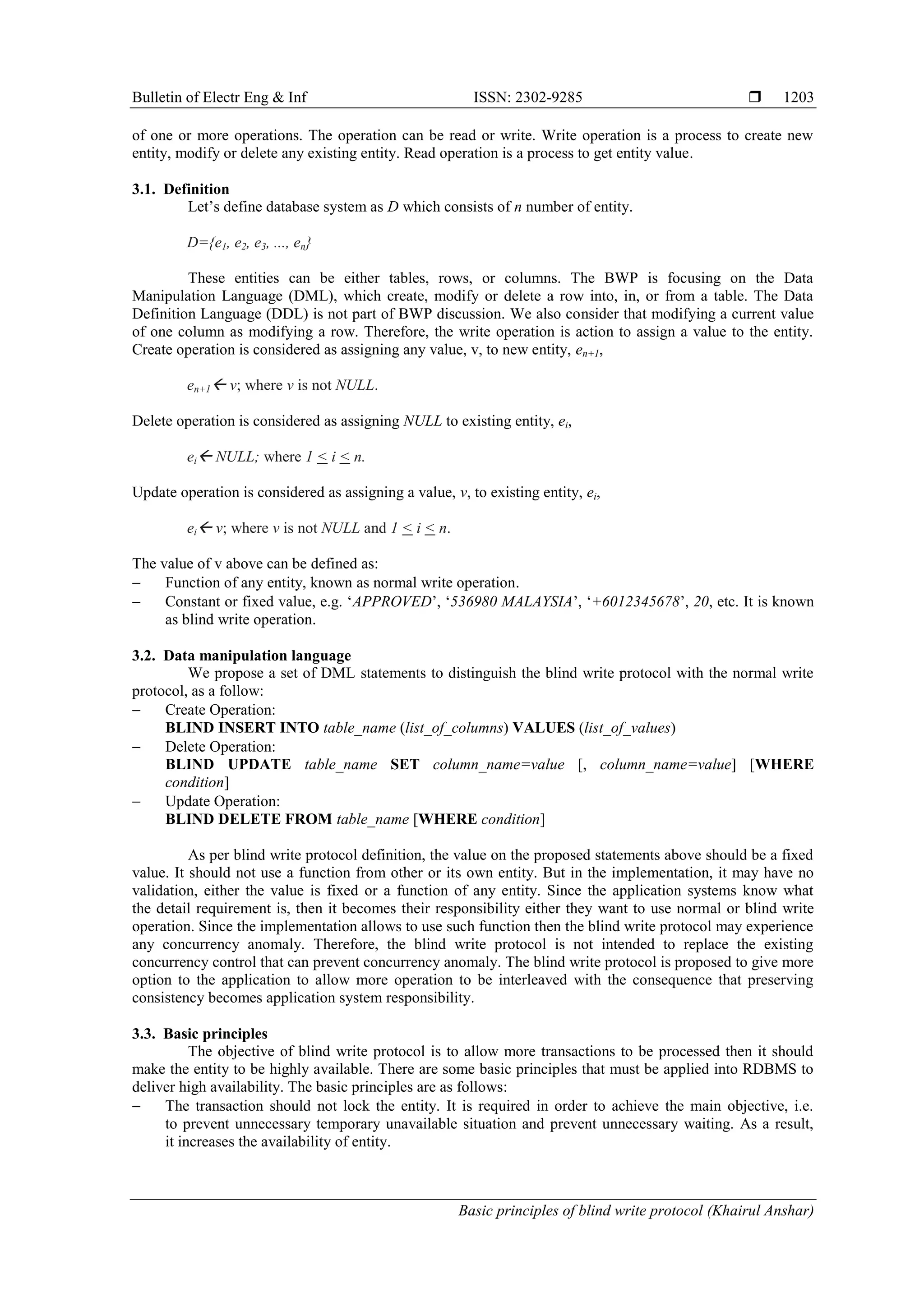 Basic principles of blind write protocol | PDF