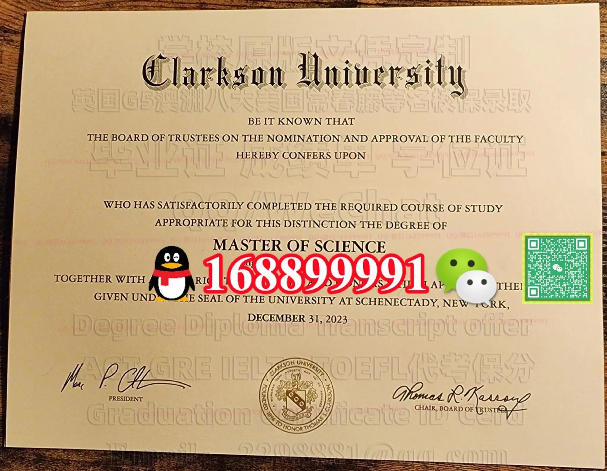 Clarkson University degree offer diploma Transcript | PDF