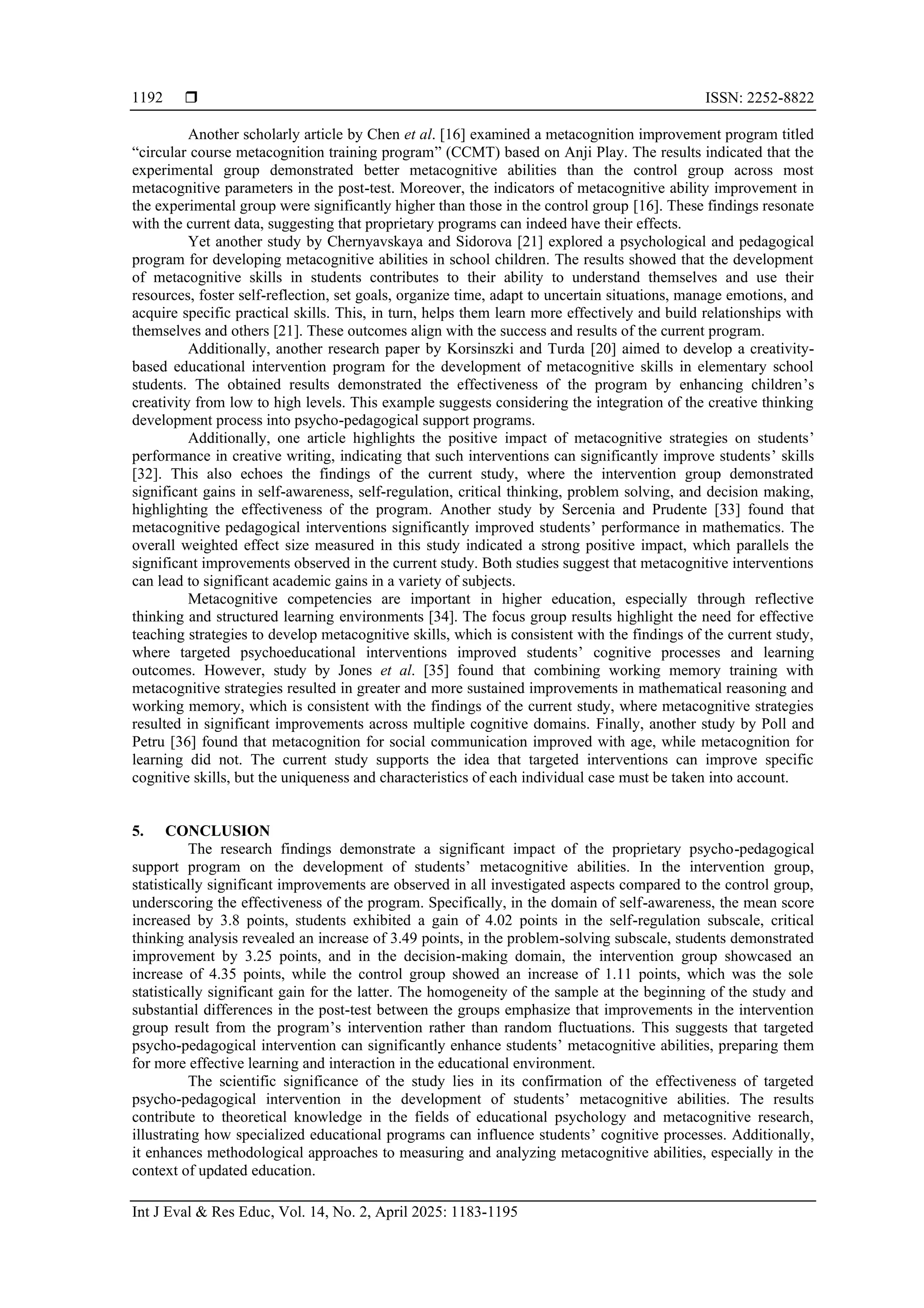 Effectiveness of an author’s program for psychopedagogical support in the development of ...