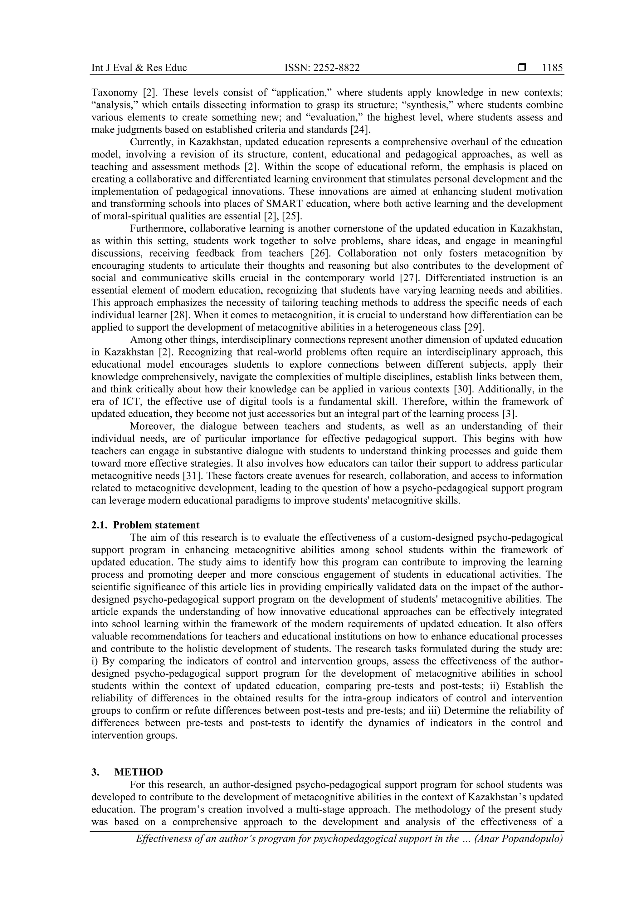 Effectiveness of an author’s program for psychopedagogical support in the development of ...