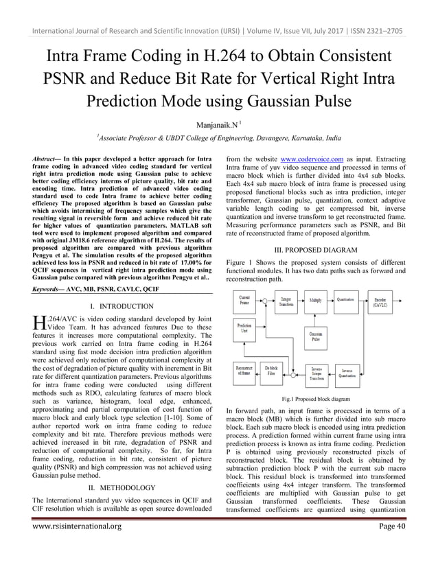 Intra Frame Coding in H.264 to Obtain Consistent PSNR and Reduce Bit ...