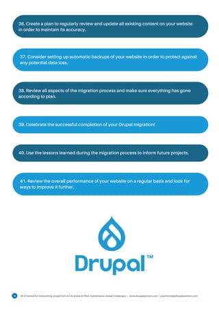 40 Checklist for Overcoming Drupal End-of-Life phase & Other maintenance related challenges | PDF