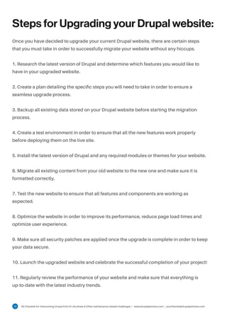 40 Checklist for Overcoming Drupal End-of-Life phase & Other maintenance related challenges | PDF