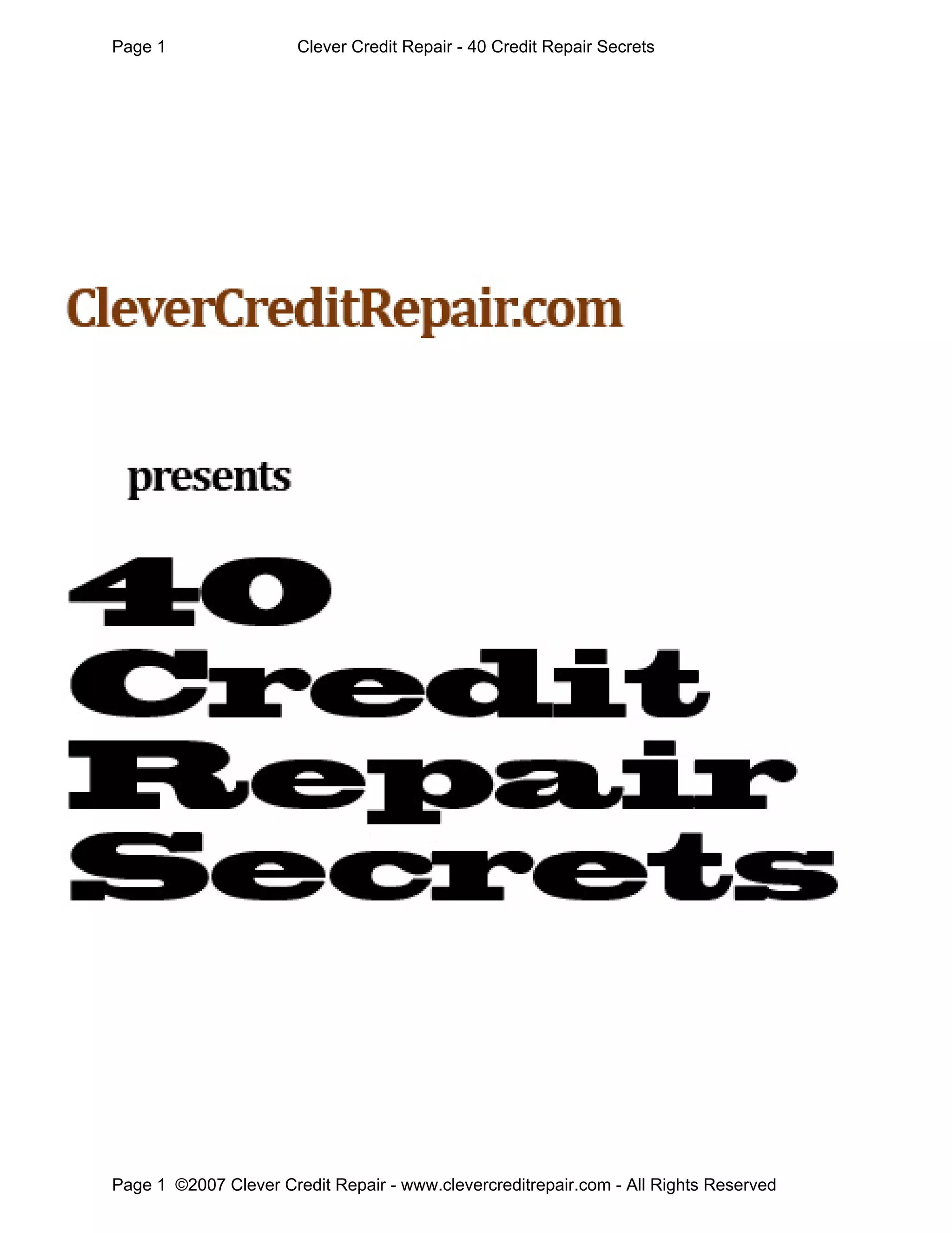 40 Credit Repair Secrets | PDF
