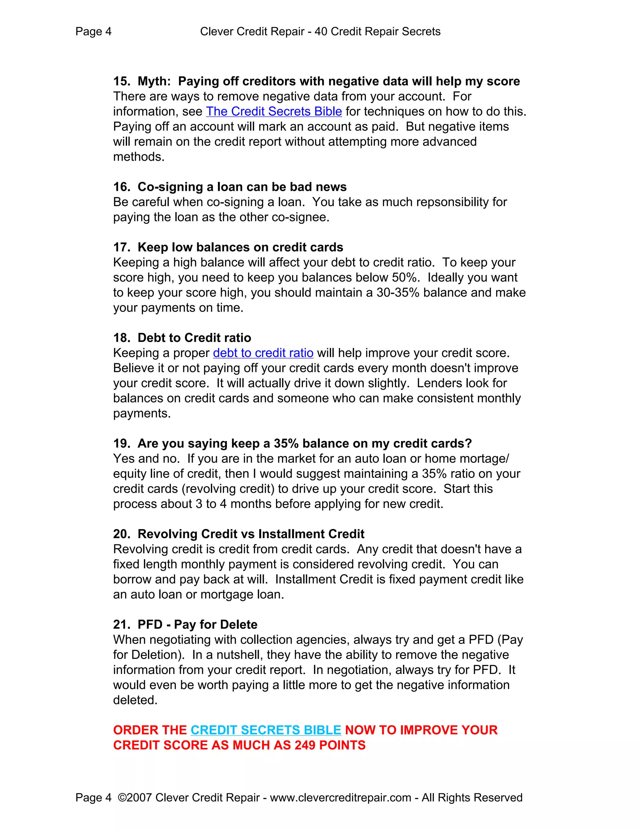 40 Credit Repair Secrets | PDF