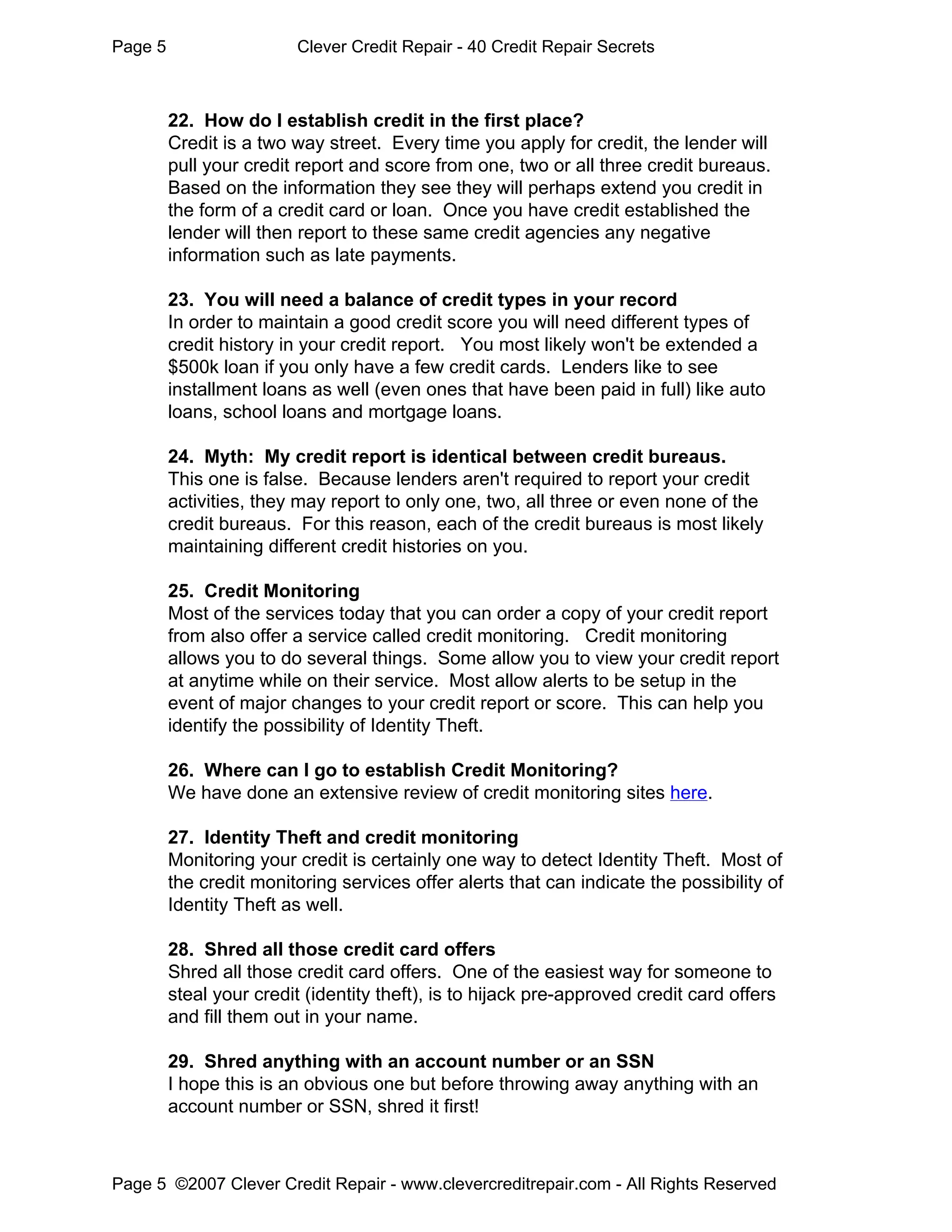 40 Credit Repair Secrets | PPT