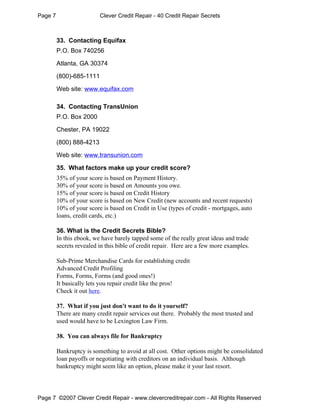 40 Credit Repair Secrets | PPT
