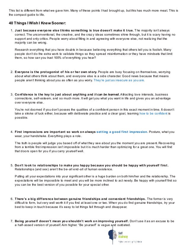 40 Things I Wish I Knew Sooner (The Compact Guide to Life)