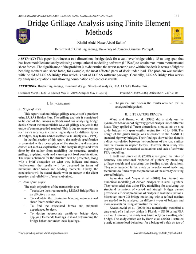 Bridge Grillage Analysis using Finite Element Methods | PDF