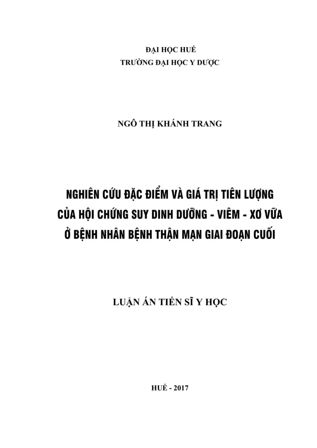 Giá trị tiên lượng của hội chứng suy dinh dưỡng - viêm - xơ vữa ở bệnh nhân thận | PDF