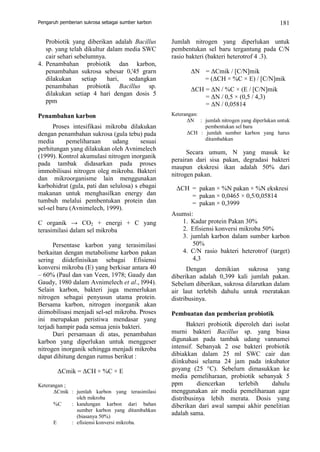 PENGARUH PEMBERIAN SUKROSA SEBAGAI SUMBER KARBON DAN PROBIOTIK TERHADAP DINAMIKA POPULASI ...