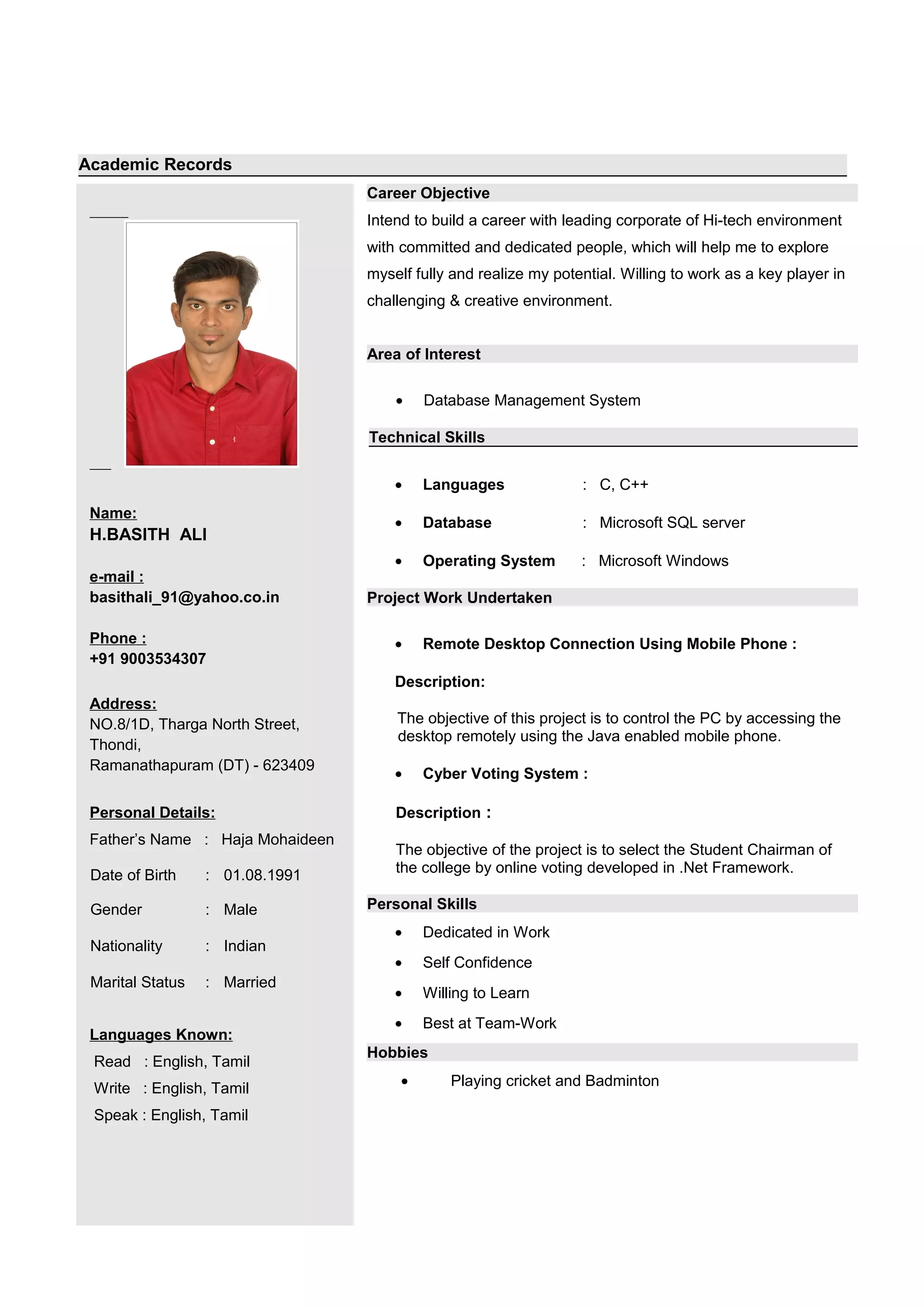 Basith Ali - Resume | PDF