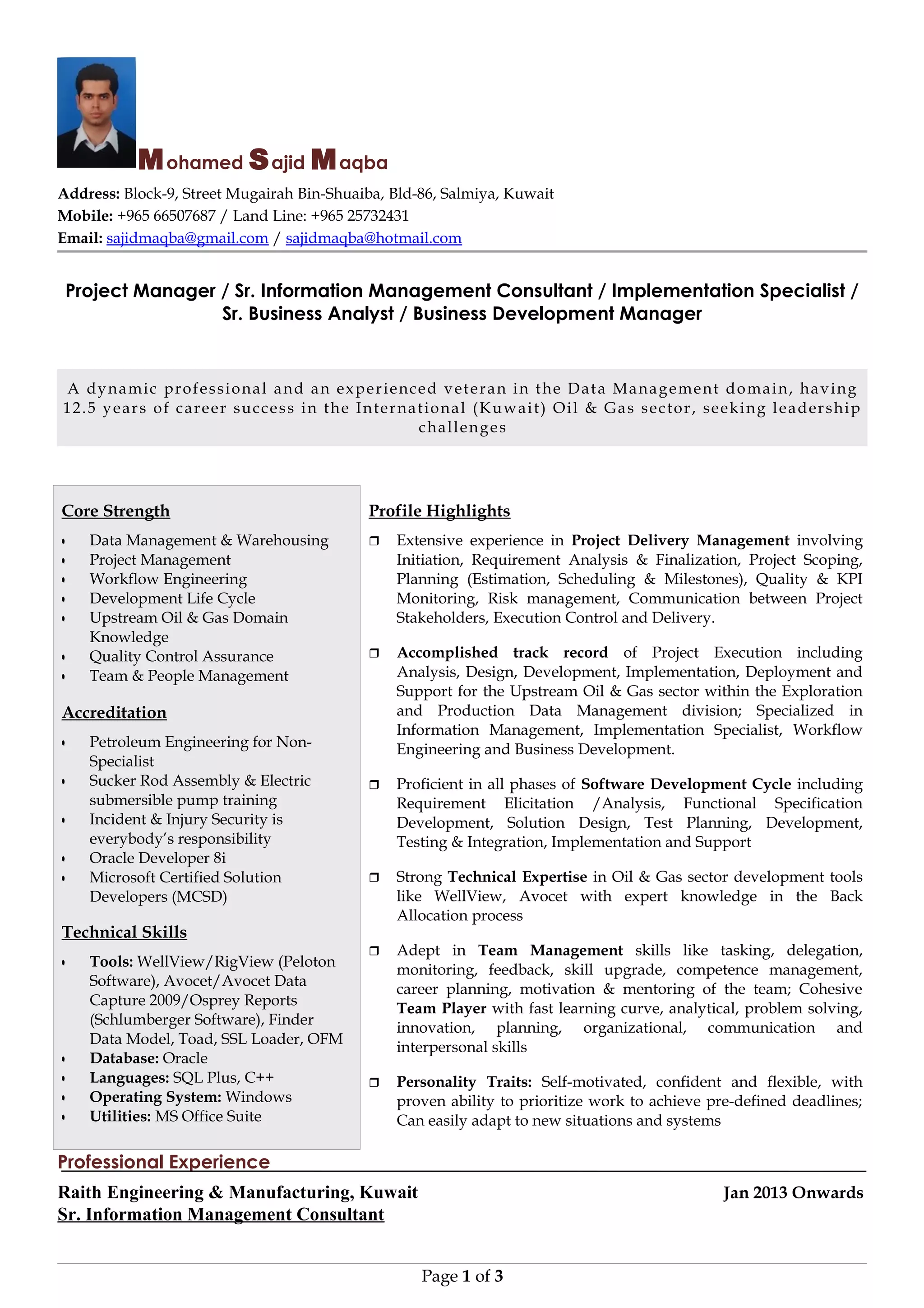 Resume of Mohamed Sajid Maqba_2016 | DOC