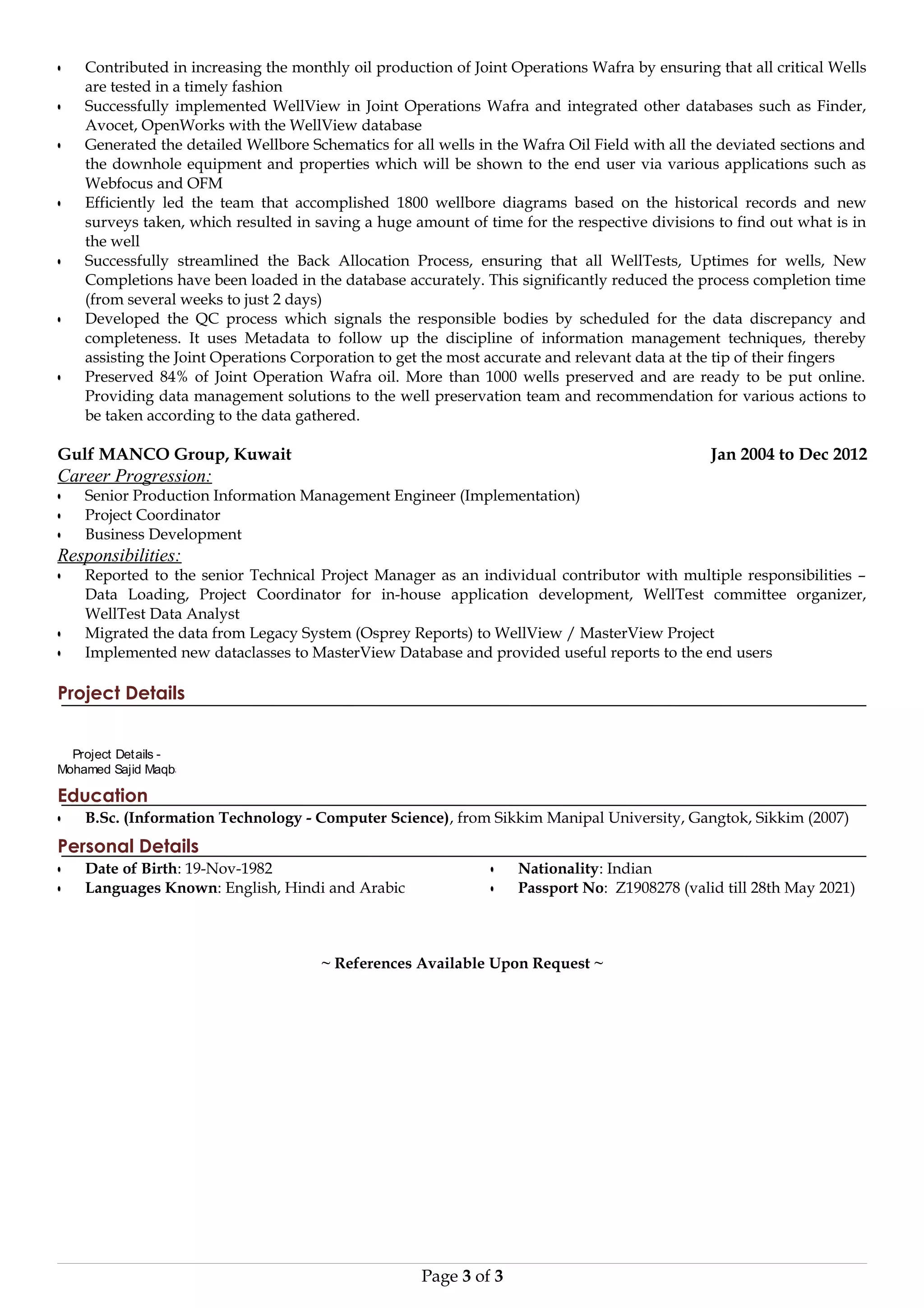 Resume of Mohamed Sajid Maqba_2016 | DOC