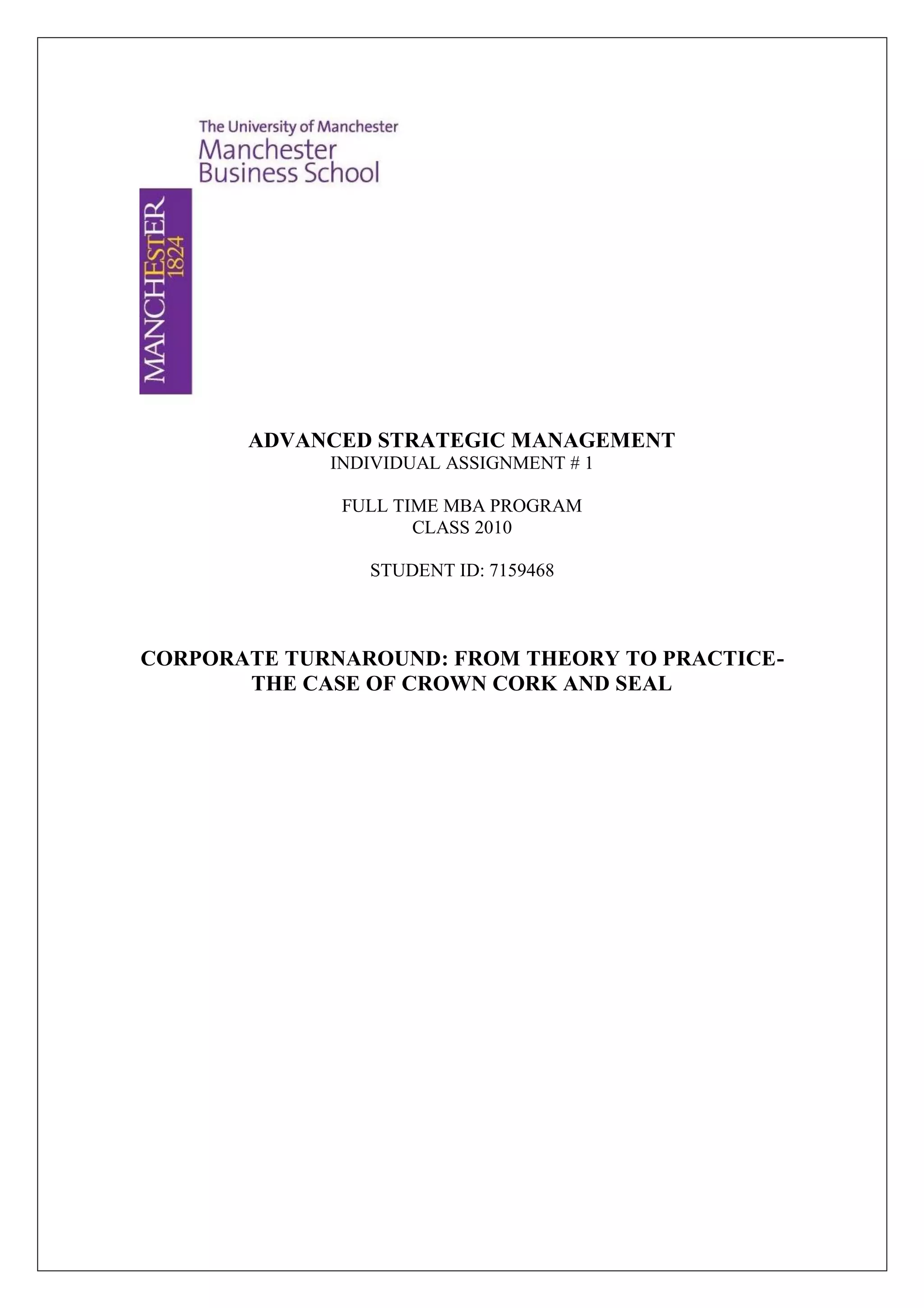 ADVANCED STRATEGIC MANAGEMENT ASSIGNMENT 1 | PDF