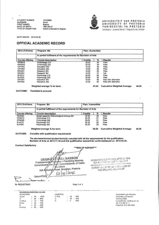 Degree and academic transcript | PDF