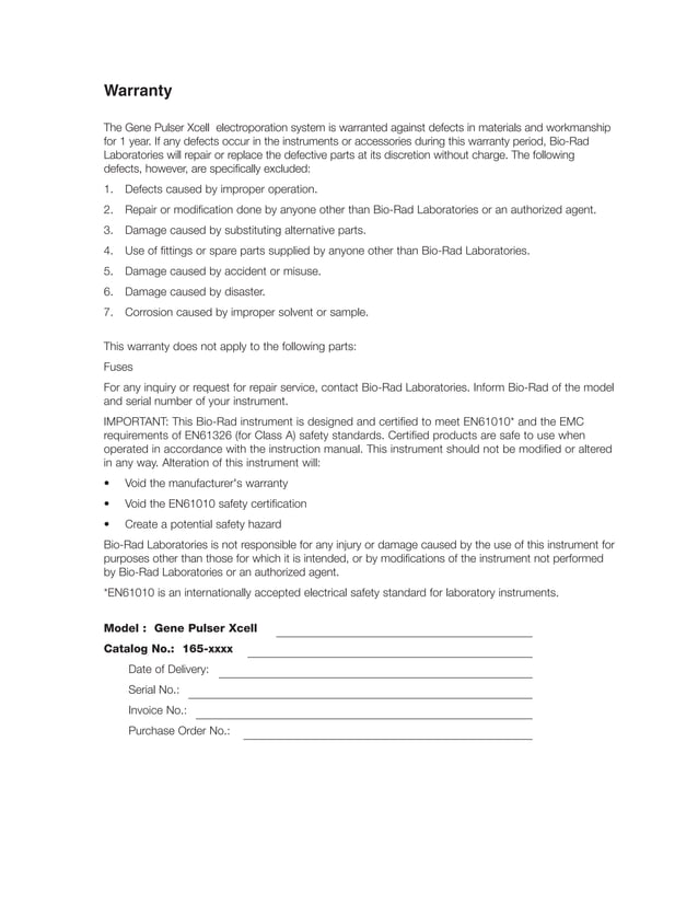 Gene pulser xcell electroporation system (English manual) | PDF | Biotech and Biomedical ...